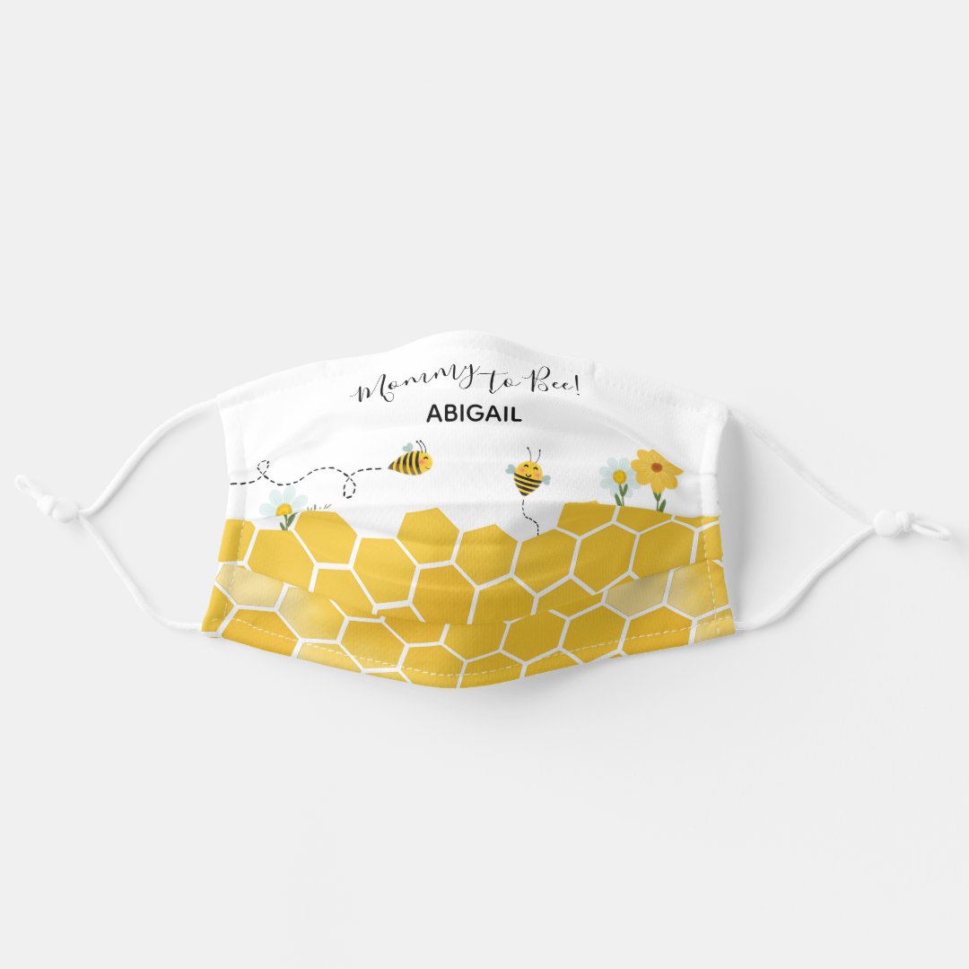 Cute Mommy to Bee Bumble Bee Honeycomb Adult Cloth Face Mask | Zazzle