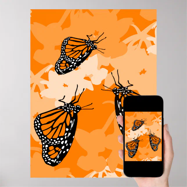 Cute Monarch Butterfly Trio On Swan Plant Poster | Zazzle