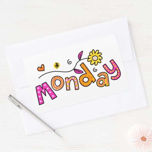 Cute Monday Week Day Greeting Text Expression Rectangular Sticker | Zazzle