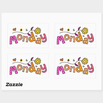 Cute Monday Week Day Greeting Text Expression Rectangular Sticker | Zazzle