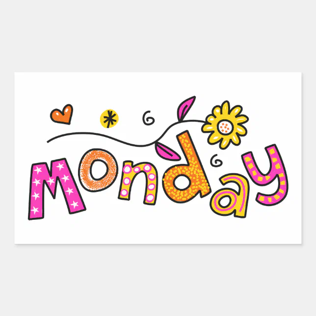 Cute Monday Week Day Greeting Text Expression Rectangular Sticker | Zazzle