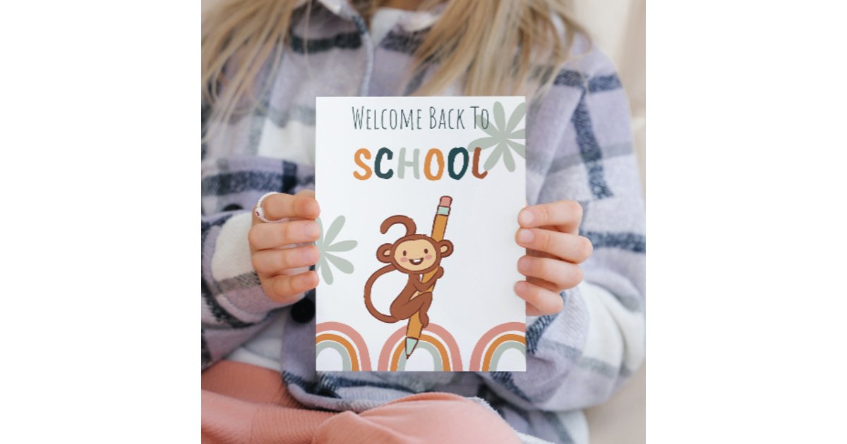Cute Monkey Back to School Holiday Card | Zazzle