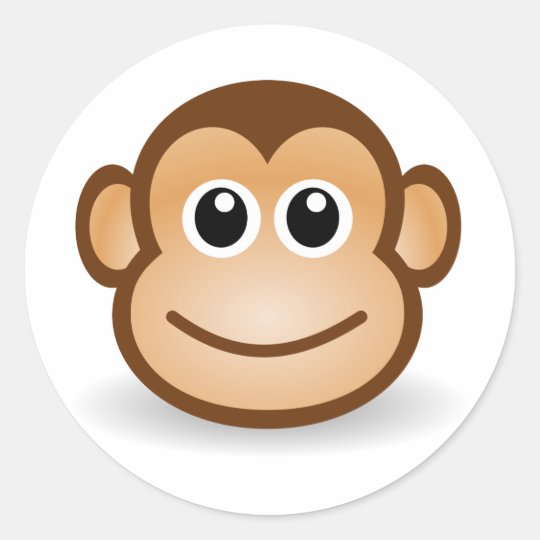 Cute Monkey Face Classic Round Sticker | Zazzle.com