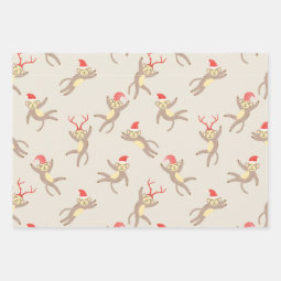 Cute Monkey Holiday Christmas Wrapping Paper Sheets | Zazzle
