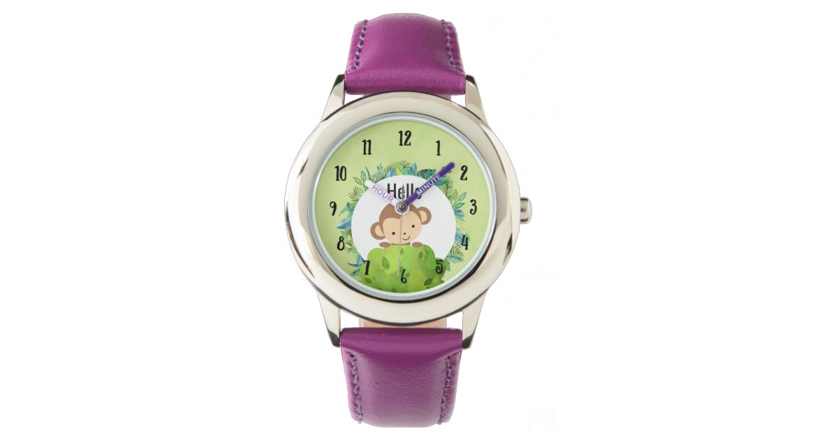 Cute Monkey Peeking Out from Behind a Bush Watch | Zazzle