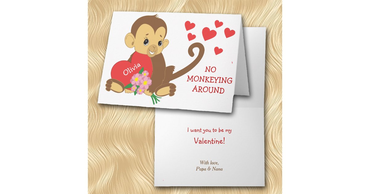 Cute Monkey Valentine Holiday Card | Zazzle