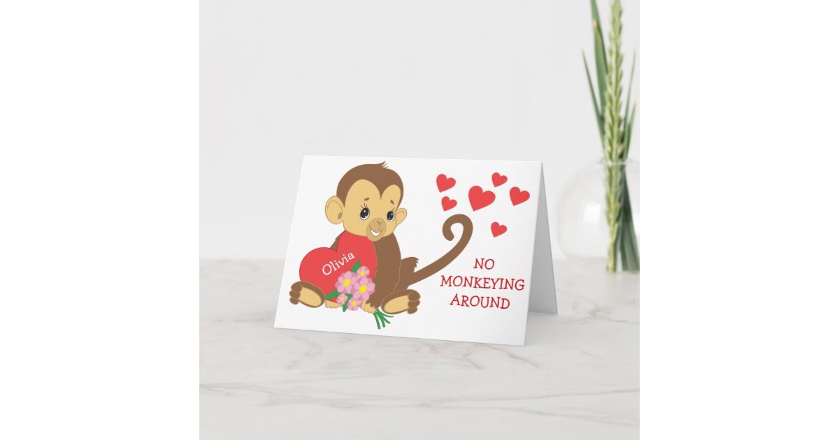 Cute Monkey Valentine Holiday Card | Zazzle
