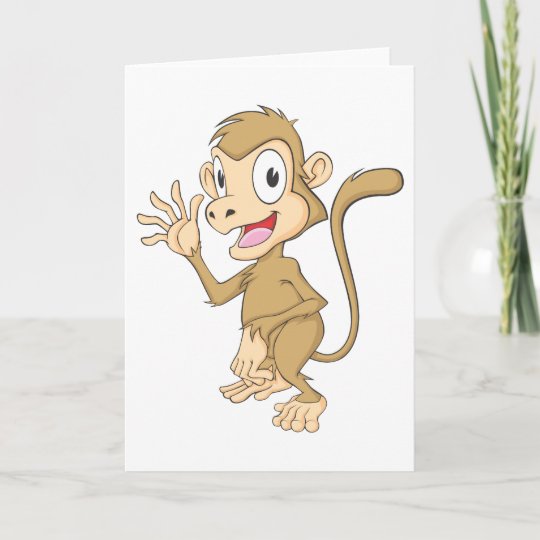 Cute Monkey Waving Hand Hi Hello Goodbye Card | Zazzle.com
