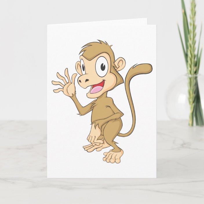 Cute Monkey Waving Hand Hi Hello Goodbye Card | Zazzle.com
