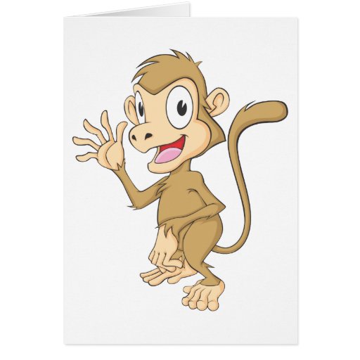 Cute Monkey Waving Hand Hi Hello Goodbye Card | Zazzle