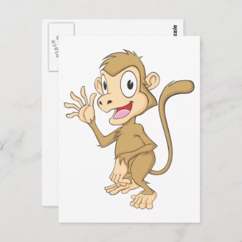 Cute Monkey Waving Hand Hi Hello Goodbye Postcard | Zazzle