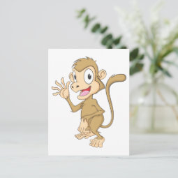 Cute Monkey Waving Hand Hi Hello Goodbye Postcard | Zazzle