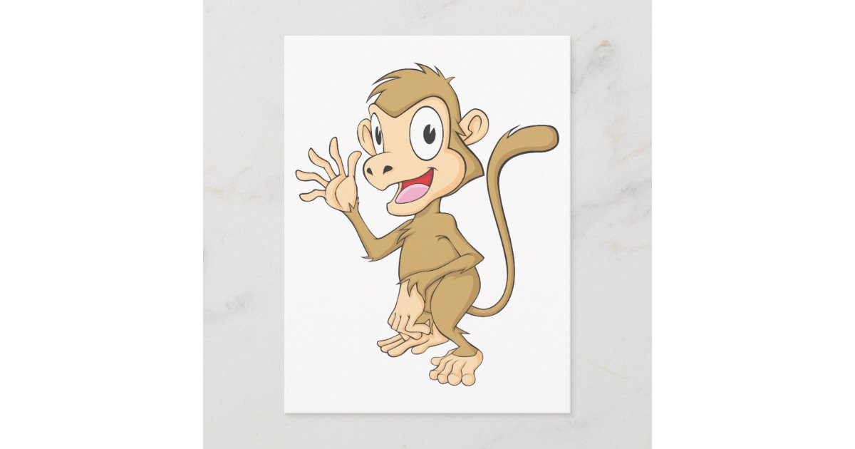 Cute Monkey Waving Hand Hi Hello Goodbye Postcard | Zazzle