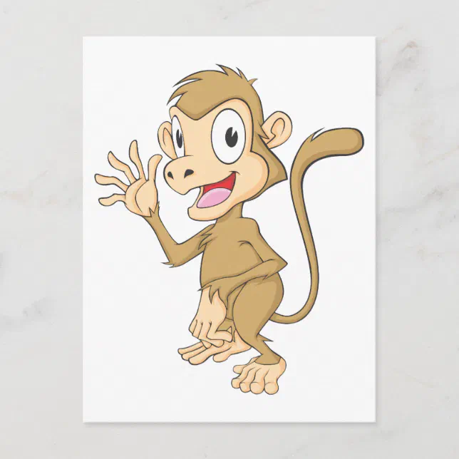 Cute Monkey Waving Hand Hi Hello Goodbye Postcard | Zazzle