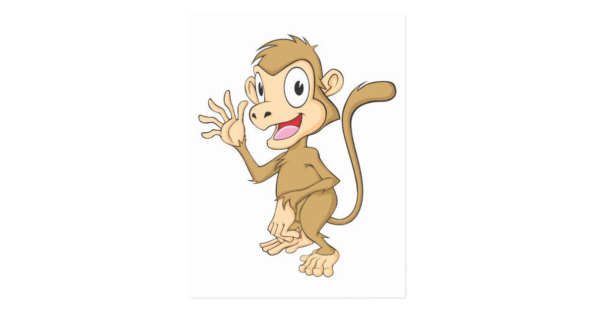 Cute Monkey Waving Hand Hi Hello Goodbye Postcard | Zazzle