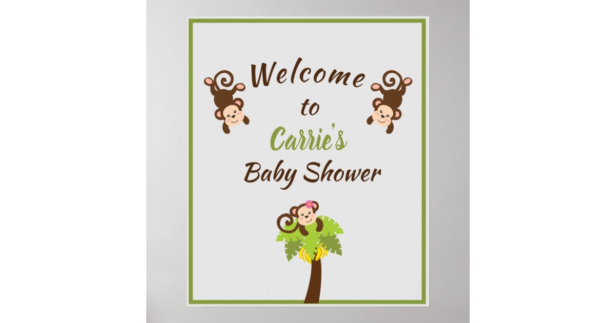 Cute Monkeys Baby Shower Welcome Sign | Zazzle