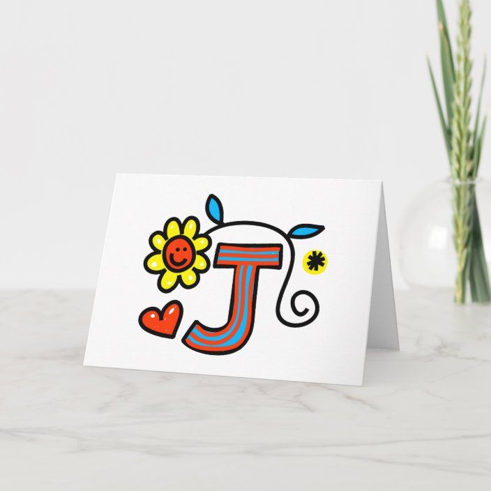 Cute Monogram Letter J Greeting Text Expression Note Card | Zazzle.com