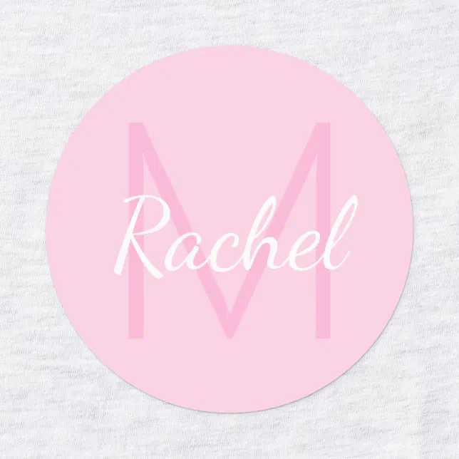 Cute Monogrammed Girl's Name | Soft Pink & White Labels | Zazzle