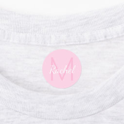 Cute Monogrammed Girl's Name | Soft Pink & White Labels | Zazzle
