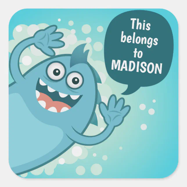 Cute Monster custom text kids' stickers | Zazzle