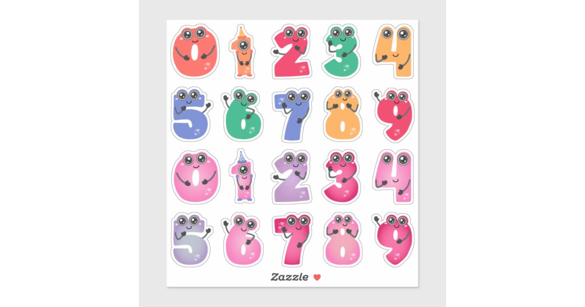 Cute Monster Numbers Sticker | Zazzle