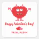 Cute Monster Red and Pink Hearts Valentine's Day Square Sticker | Zazzle