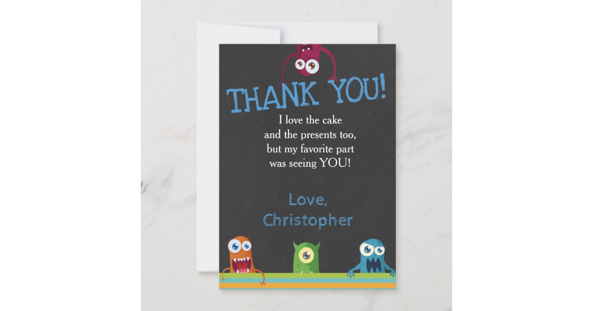 CUTE MONSTER THANK YOU CARD | Zazzle