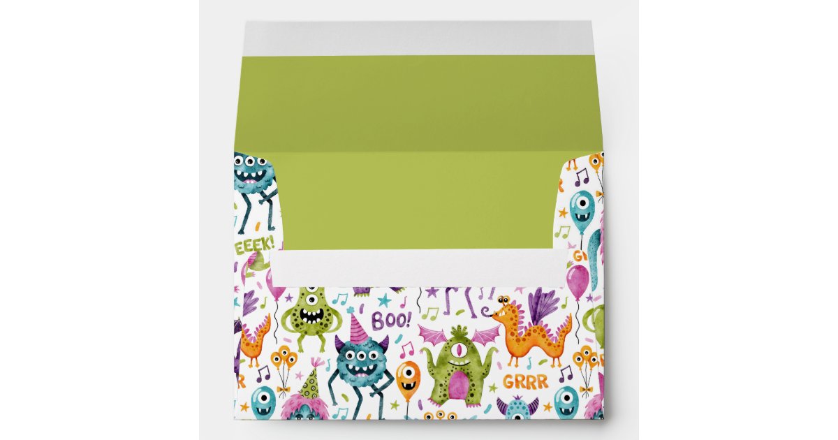 Cute Monsters Birthday Party Envelope | Zazzle