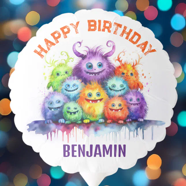 Cute Monsters Kids Birthday Party Balloon | Zazzle