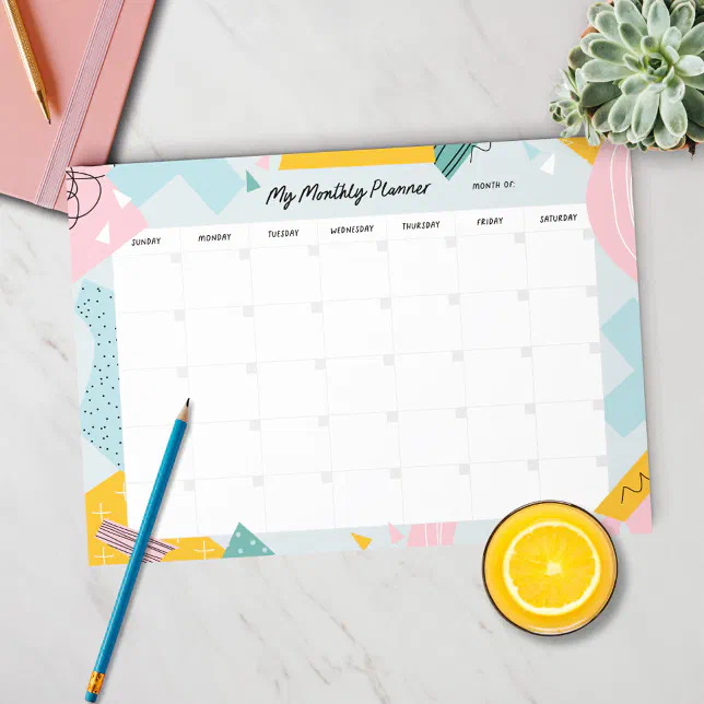 Cute Monthly Planner Abstract Pastel Notepad | Zazzle