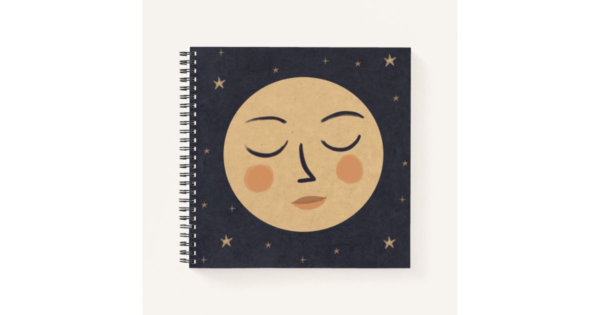 Cute moon face notebook | Zazzle
