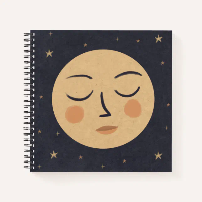 Cute moon face notebook | Zazzle