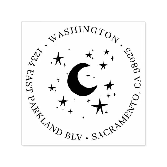 Cute Moon & Stars Family Name Return Address Self-inking Stamp | Zazzle