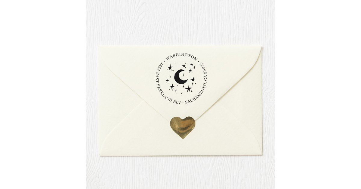 Cute Moon & Stars Family Name Return Address Self-inking Stamp | Zazzle