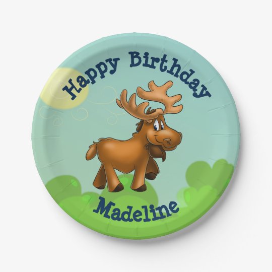 Cute Moose Birthday Party Plates | Zazzle.com