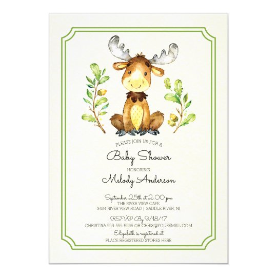 Cute Moose Woodland Baby Shower Invitation | Zazzle.com