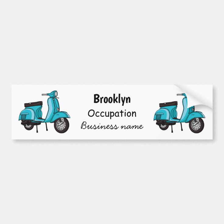 Cute moped motorcycle cartoon illustration bumper sticker | Zazzle