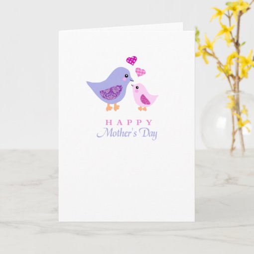 Cute mother and child birds mother's day card | Zazzle