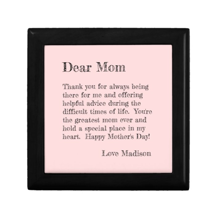 Cute Mother Dear Mom Letter Pink Personalized Gift Box | Zazzle.com