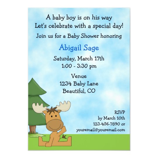 Cute Mountain Moose Boys Baby Shower Invitation | Zazzle.com