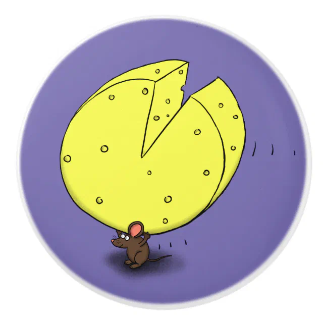 Cute mouse carrying cheese cartoon ceramic knob | Zazzle