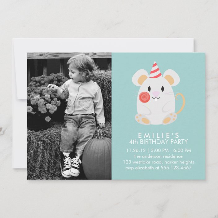 Cute Mouse Kids Photo Birthday Party Invitation | Zazzle.com