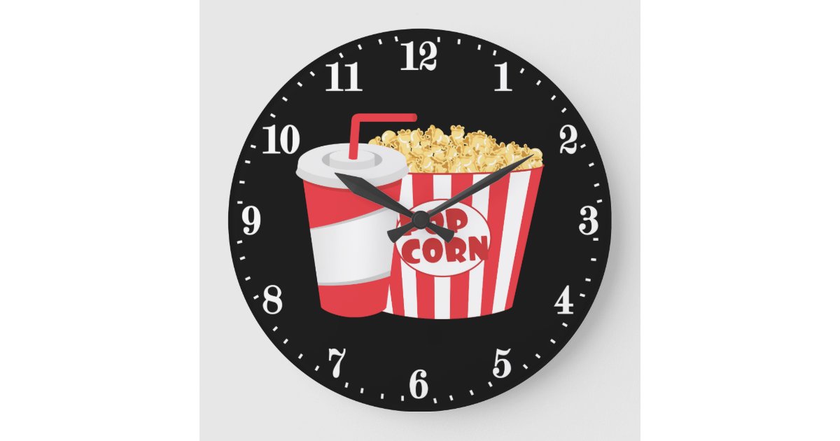 Cute movie home theater room decor large clock | Zazzle