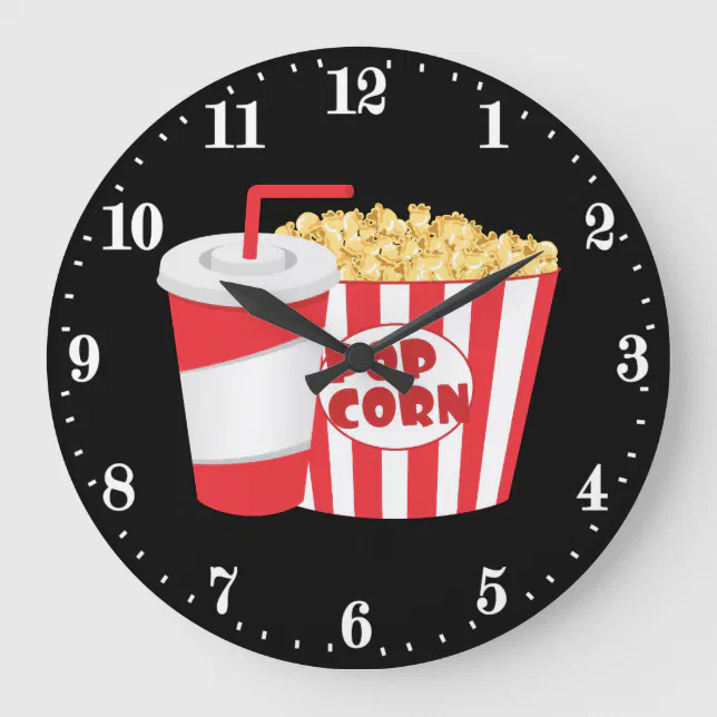 Cute movie home theater room decor large clock | Zazzle