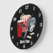 cute movie popcorn add name theater large clock | Zazzle