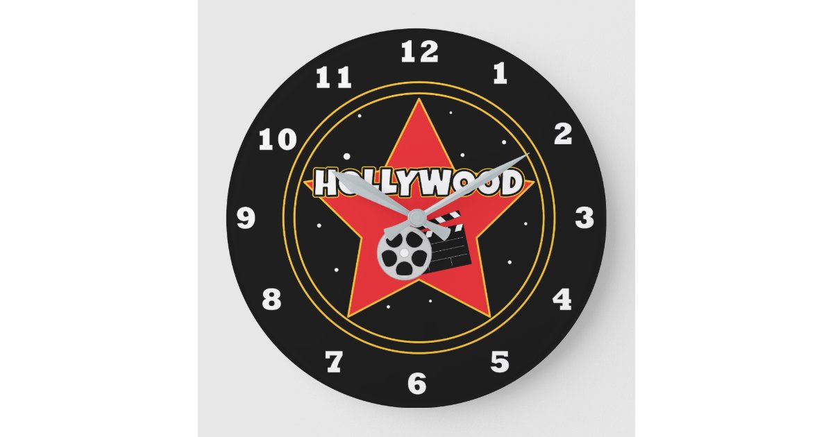 Cute movie star home theater large clock | Zazzle