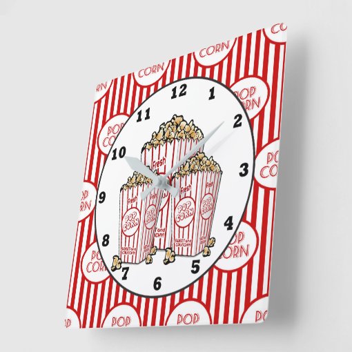 Cute Movie theater room popcorn clock | Zazzle