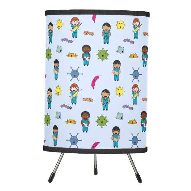 Cute Multicultural Germ Fighting Docs and Nurses Tripod Lamp | Zazzle