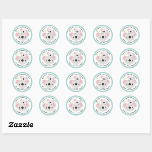 Cute Mum and Baby Koala Top Koality Baby Shower Classic Round Sticker ...