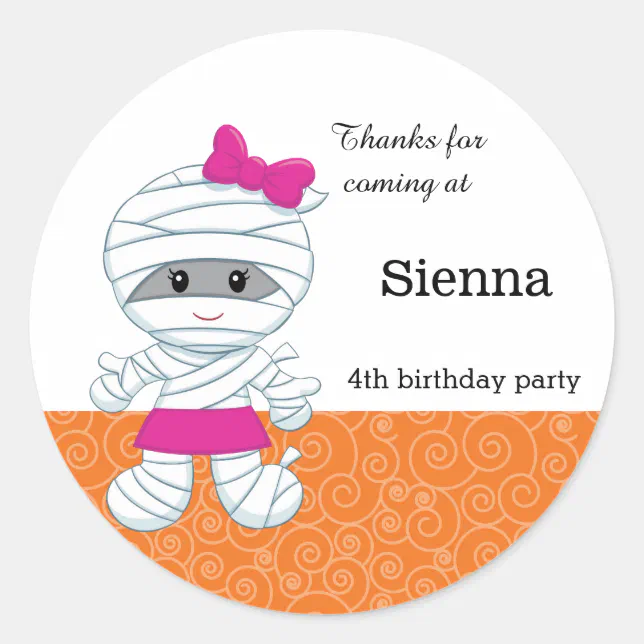 Cute mummy girl classic round sticker | Zazzle